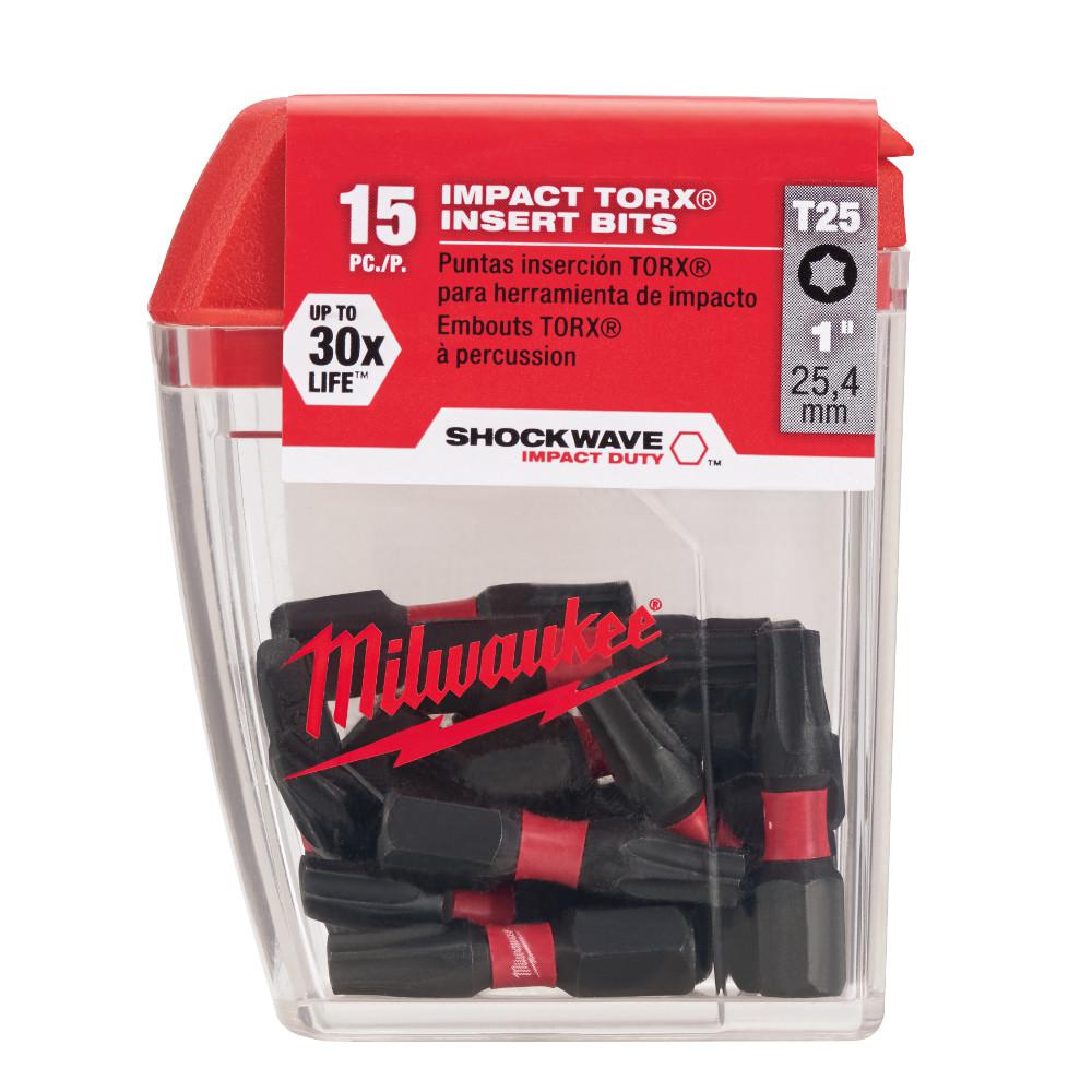 Milwaukee T25 1 In Shockwave Impact Steel Duty Insert Bits 15 Pack