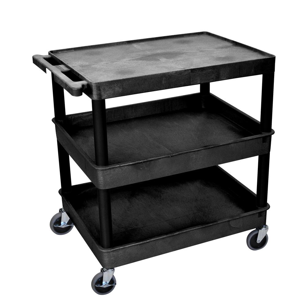 Luxor TC 32 in. 3-Shelf Utility Cart in Black-TC211-B - The Home Depot