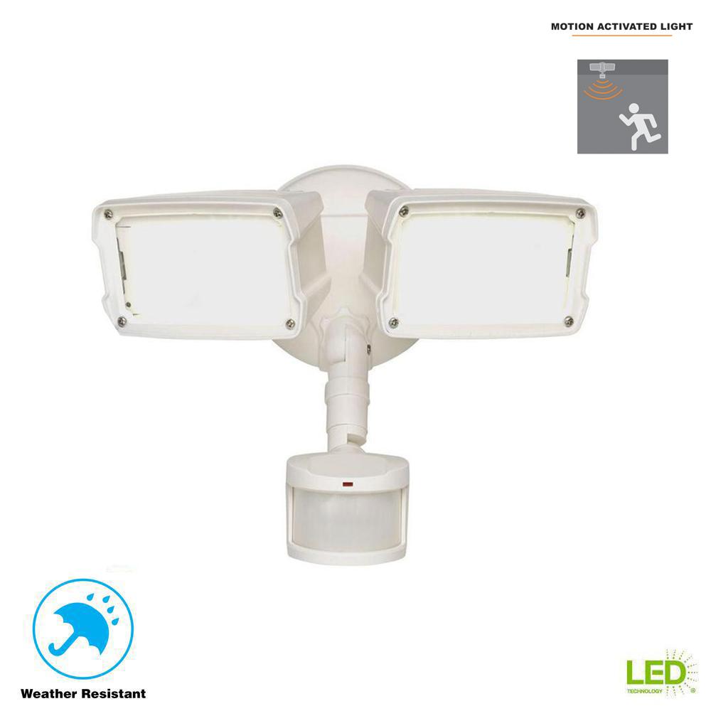Defiant 180-Degree White Motion Activated Sensor Outdoor Integrated LED ...