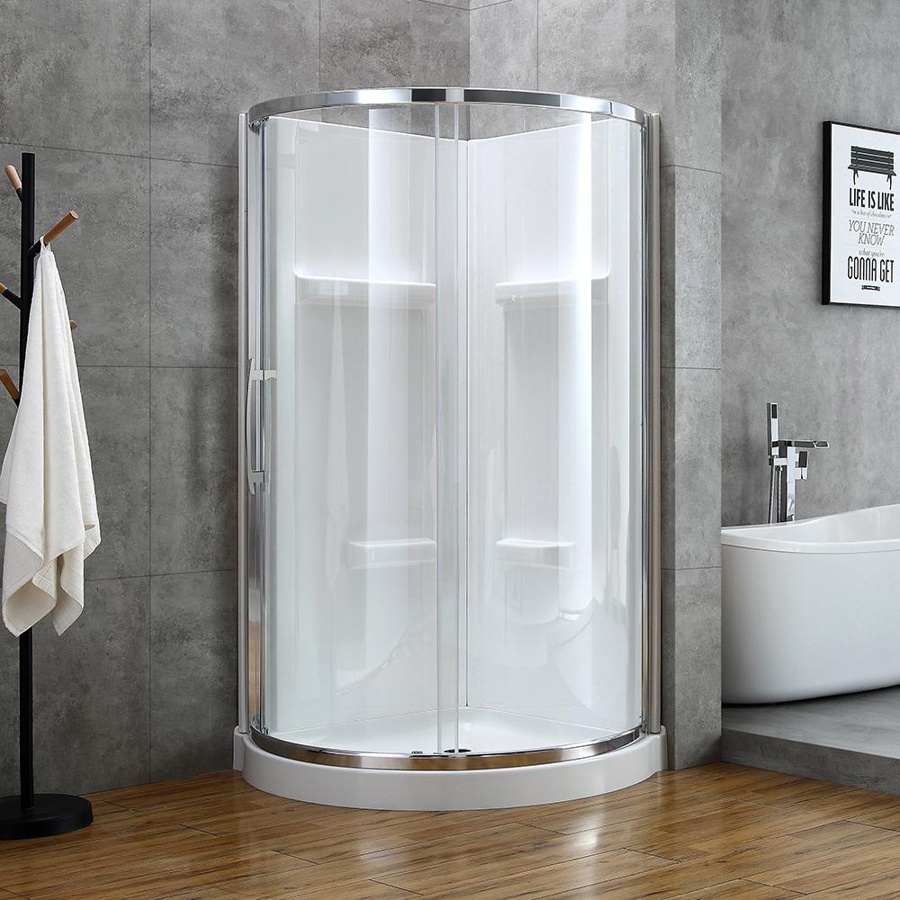 Glacier Bay Maia 36 In X 79 50 In Corner Drain Corner Shower Kit In