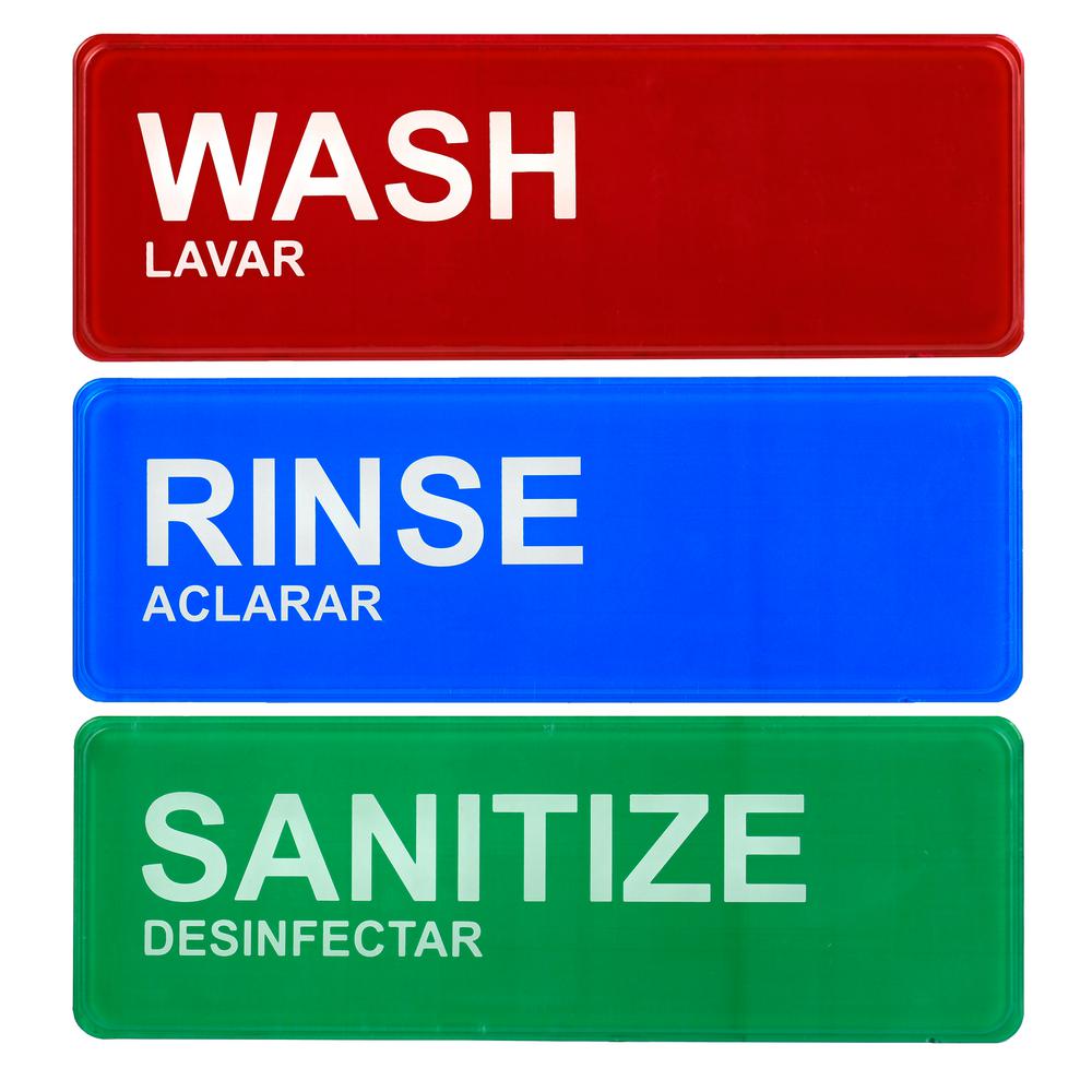 Alpine Industries 9 in. x 3 in. Wash Rinse Sanitize Sign (6-Pack)-SGN ...