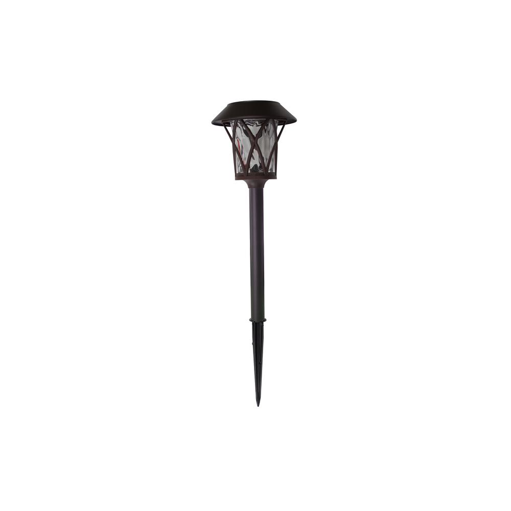Hampton Bay 14 Lumens Solar Bronze LED Metal Glass Path Light-NXT-2370 ...