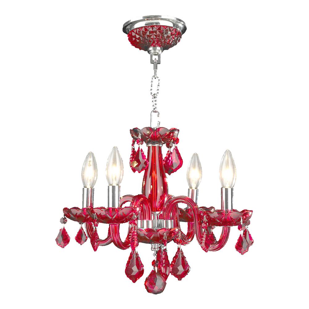 Worldwide Lighting Clarion 4-Light Polished Chrome Strawberry Red ...