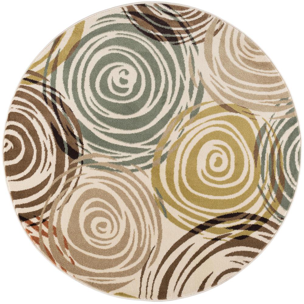 Tayse Rugs Deco Ivory 5 ft. 3 in. Contemporary Round Area Rug-DCO1016 ...