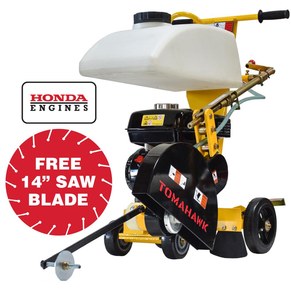 Tomahawk Power 14 in. 6.5 HP Honda Walk Behind Concrete Saw for ...