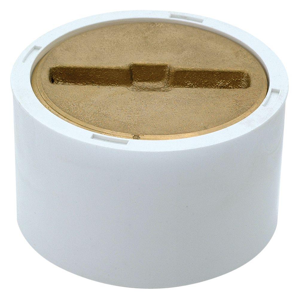 EZ-FLO 3 in. x 4 in. PVC Clean-Out with Brass Plug-15336 - The Home Depot