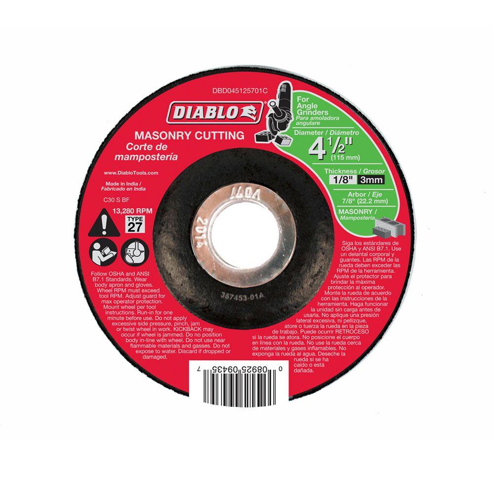 Diablo 4-1/2 in. x 1/8 in. x 7/8 in. Masonry Cutting Disc with Type 27 ...