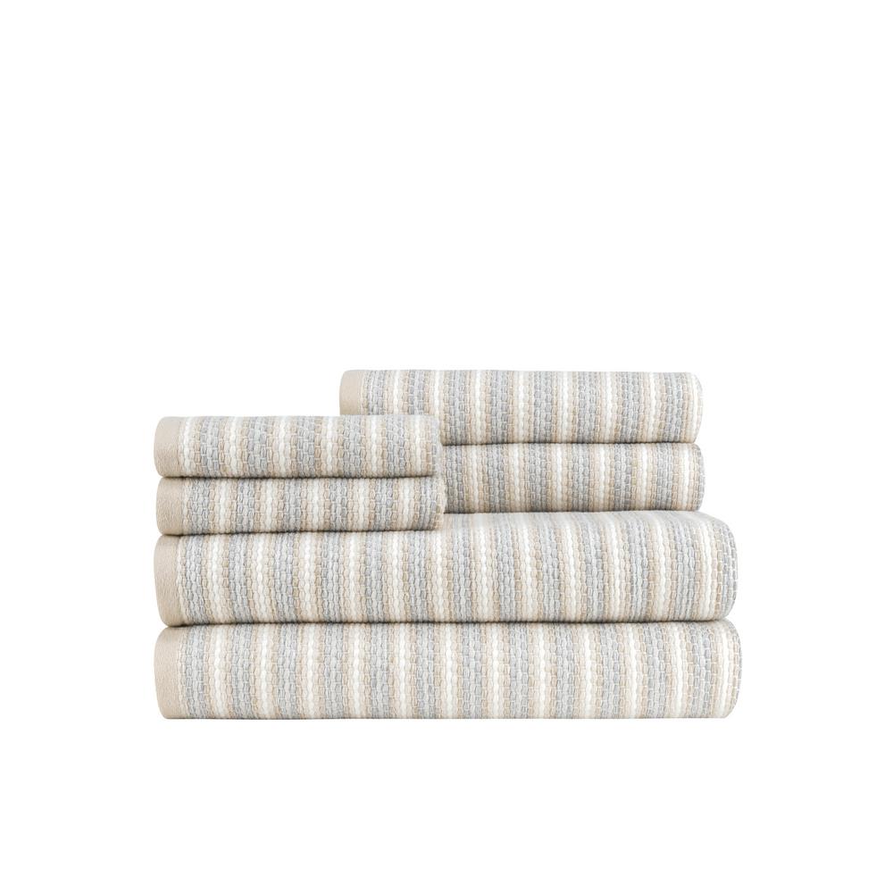 Caro Home Marla Stripe ZT Neutral Towel Set (6-Piece)-6PC2209T9411 ...