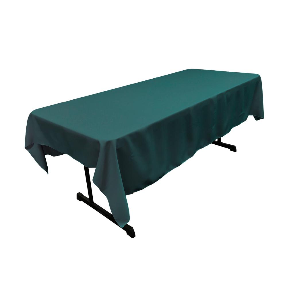 LA Linen 60 x 108 in. Dark Teal Polyester Poplin Rectangular Tablecloth ...
