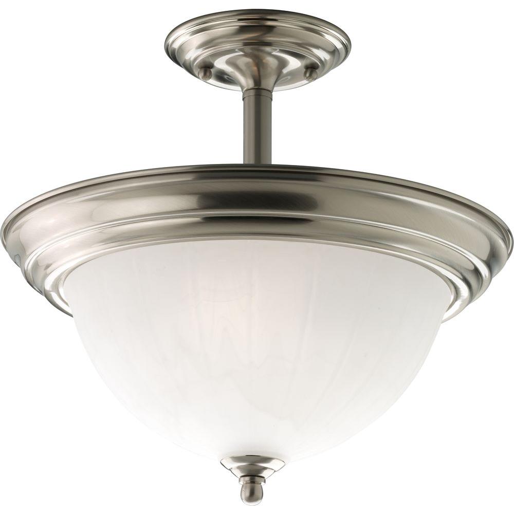 Progress Lighting 13.25 in. 2-Light Brushed Nickel Flush Mount with ...