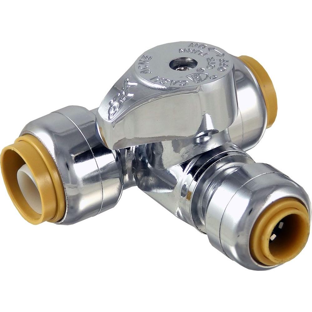 Tectite 3/4 in. Push-to-Connect x 3/4 in. Push-to-Connect x 1/4 in. Compression Service Stop Tee ...