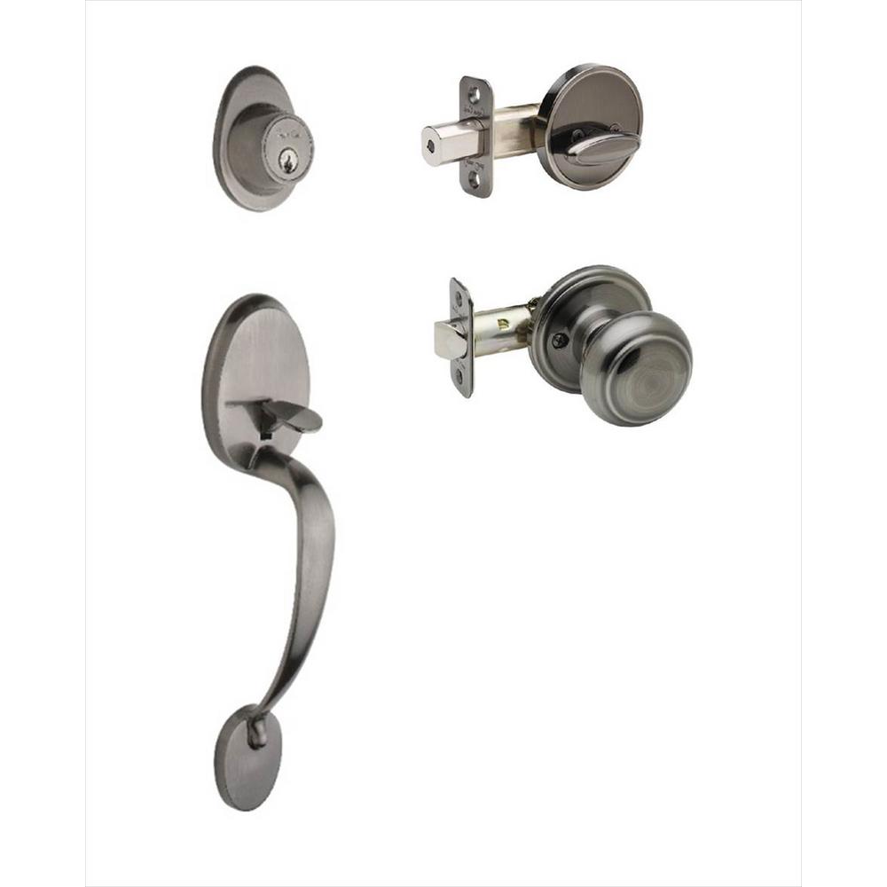 Copper Creek Colonial Antique Nickel Door Handleset and Colonial Knob ...