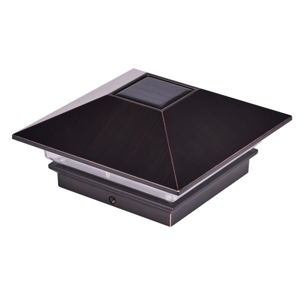 Veranda 4 in. x 4 in. Post Cap Solar Powered Black Plastic-2211-F11B ...