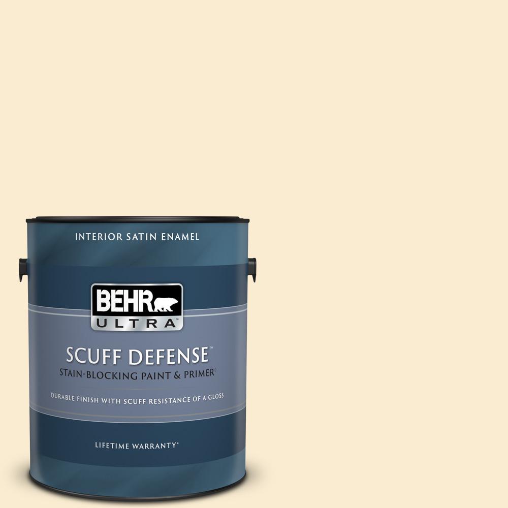 BEHR ULTRA 1 gal. #OR-W04 Nice Cream Extra Durable Satin Enamel ...