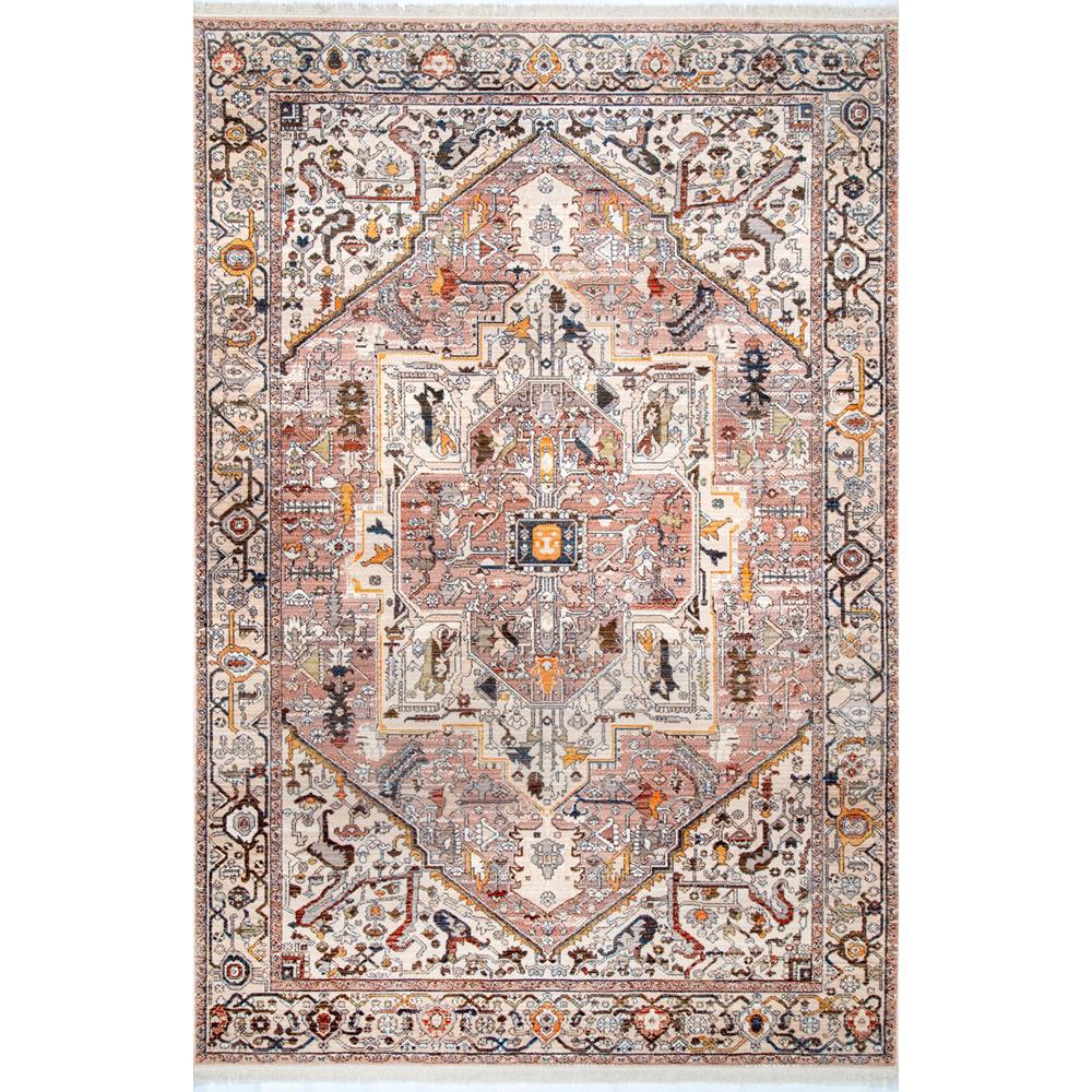 nuLOOM Ehtel Medallion Fringe Light Brown 8 ft. x 10 ft. Area Rug ...