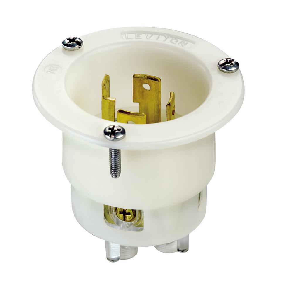 Leviton 30 Amp 125/250-Volt Flanged Inlet Grounding Locking Outlet ...