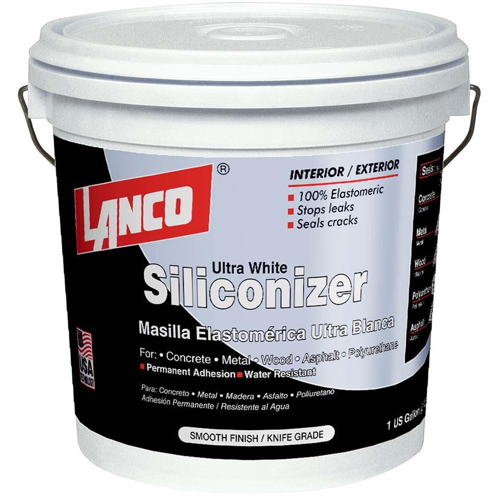 Lanco 1 Gal. Siliconizer White Elastomeric Crack Filler Smooth Brush ...