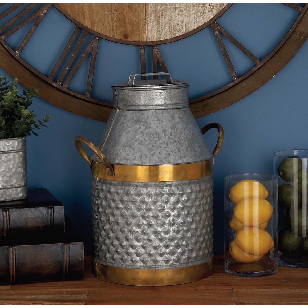 Vintiquewise Galvanized Metal Rustic Large Milk Can-QI003292.L - The ...