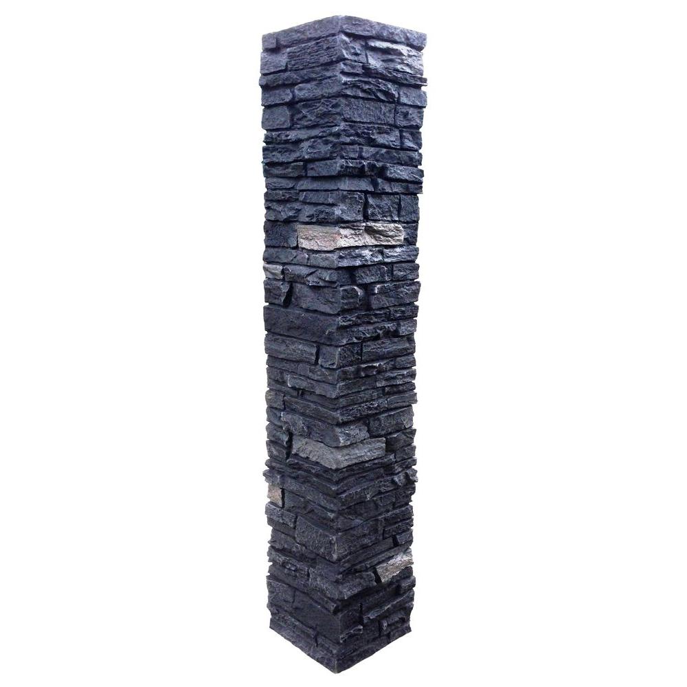 NextStone Slatestone 8 in. x 8 in. x 41 in. Onyx Faux Polyurethane ...