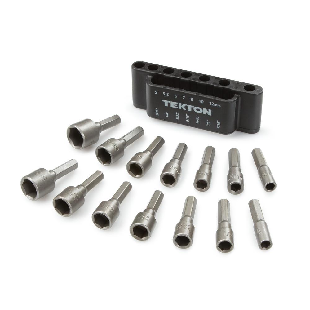 TEKTON 3/16 in. to 7/16 in. 5 mm to 12 mm Steel Power Nut Driver Bit ...
