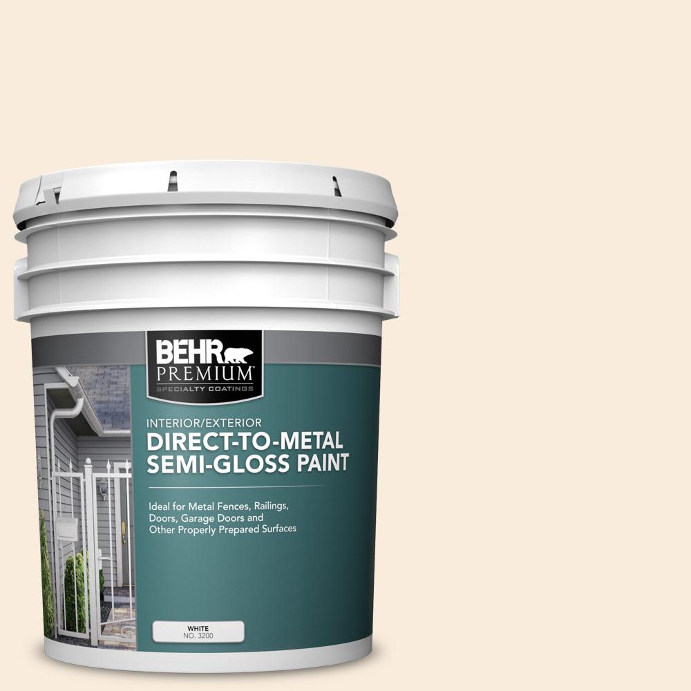 BEHR PREMIUM 5 gal. #70 Linen White Semi-Gloss Direct to Metal Interior ...
