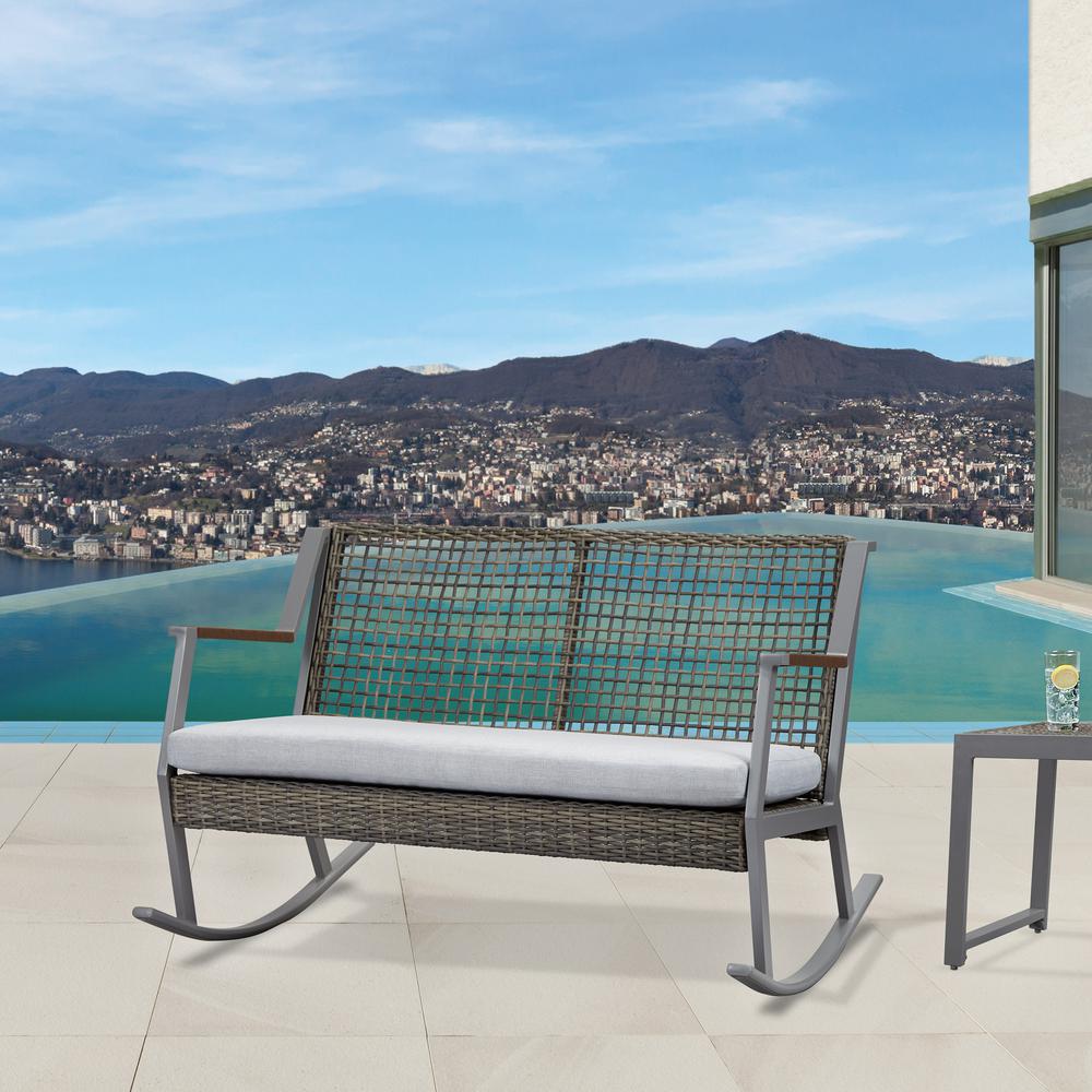 Real Flame Calvin Gray Powder Coated Aluminum Outdoor 2-Seat Rocking ...