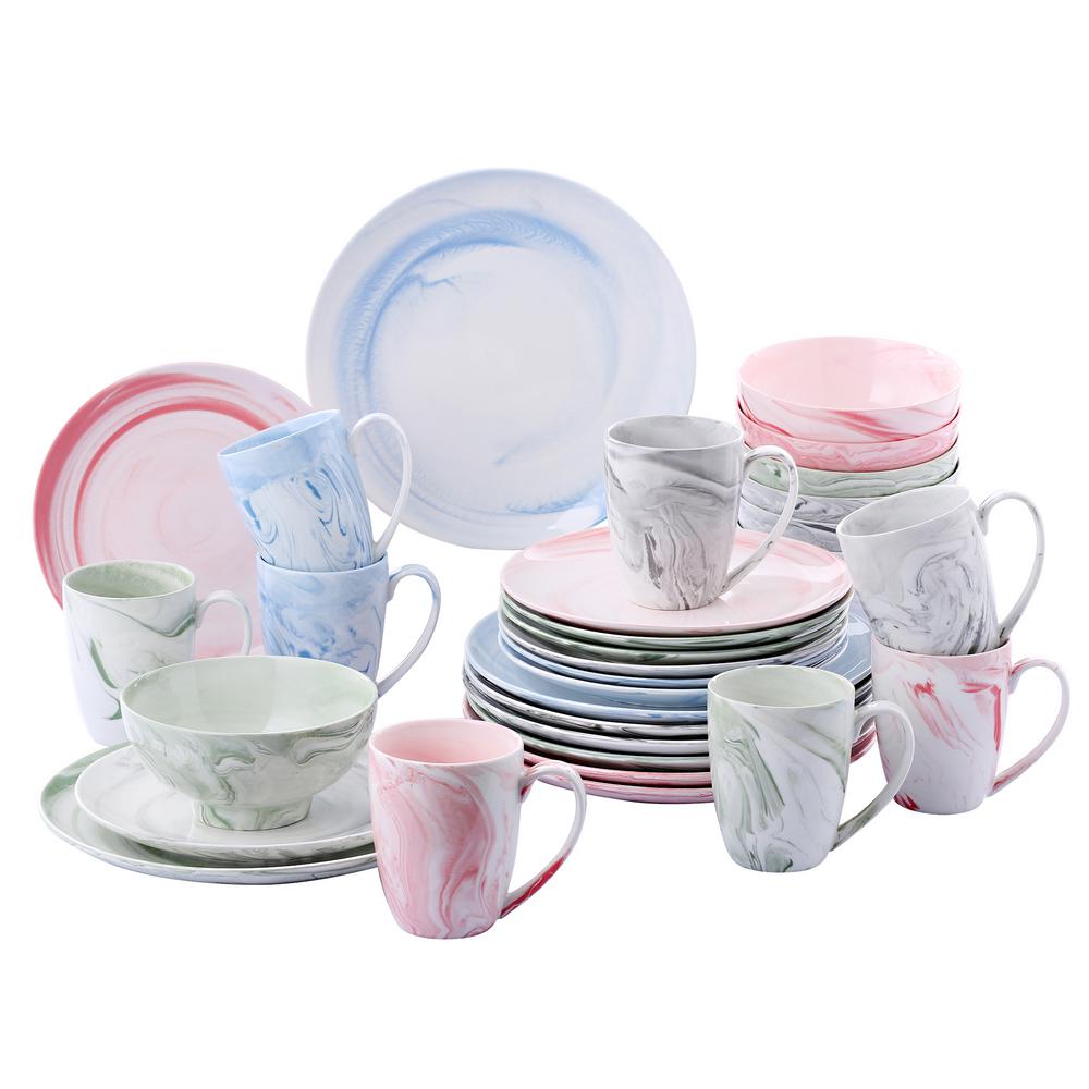 vancasso 16-Piece Assorted Colors Porcelain Plates, Bowls Set and Mugs ...