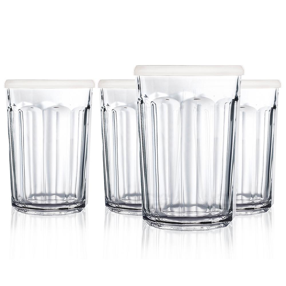 Luminarc Working 21 Oz Glass Storage Jar And Cooler With White Lid Set Of 4 N7594 The Home