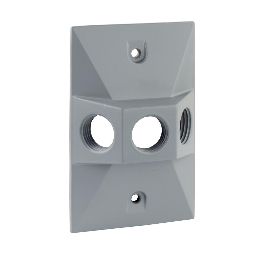 Commercial Electric 1/2 in. 1-Gang 3-Holes Weatherproof Cover, Gray ... Commercial Electric 1/2 in. 1-Gang 3-Holes Weatherproof Cover, Gray ...