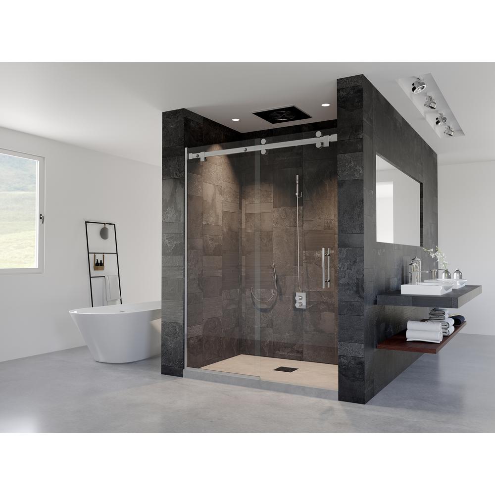 Coastal Shower Doors Meridian 60 in. x 76 in. Single Sliding Frameless ...