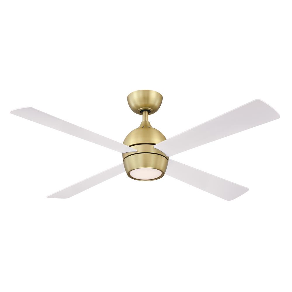 FANIMATION Kwad 52 in. Integrated LED Brushed Satin Ceiling Fan with ...