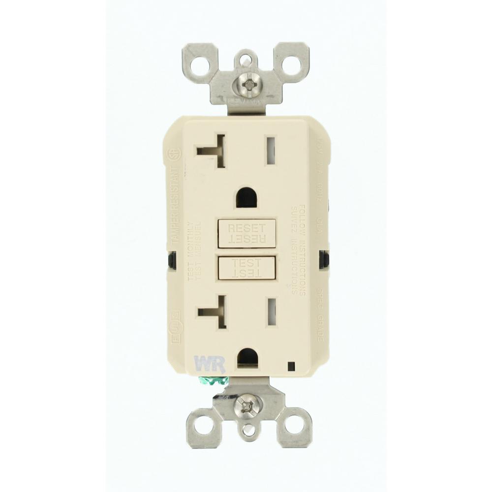 Leviton 20 Amp SmartlockPro Weather/Tamper Resistant GFCI Outlet, Light ...