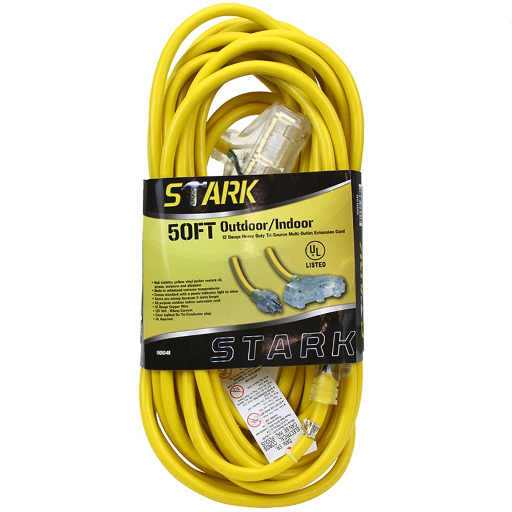 Stark 50 ft. 10/3 Multi-Outlet (3) Electric Extension Power Cord Cable ...