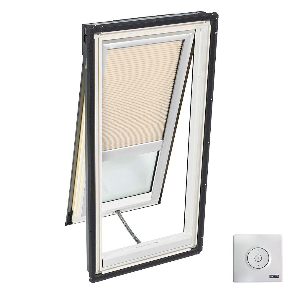 VELUX 30.06 x 54.44 in. Solar Powered Venting Deck-Mount Skylight, Laminated Low-E3 Glass ...