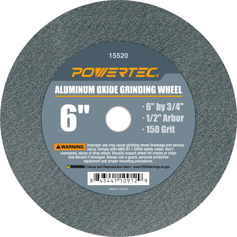 POWERTEC 6 in. x 3/4 in. 150-Grit 1/2 in. Arbor Aluminum Oxide Grinding ... POWERTEC 6 in. x 3/4 in. 150-Grit 1/2 in. Arbor Aluminum Oxide Grinding ...