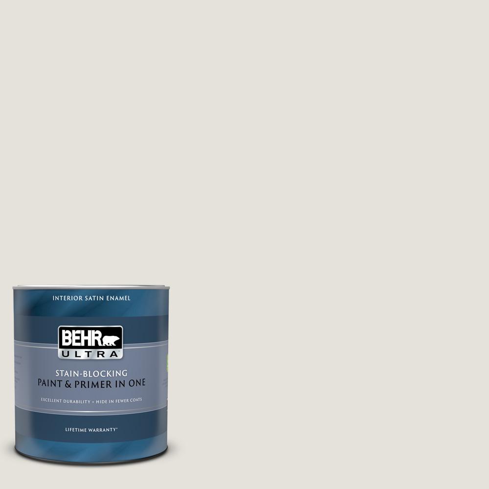 BEHR ULTRA 1 qt. #HDC-NT-21 Weathered White Satin Enamel Interior Paint ... BEHR ULTRA 1 qt. #HDC-NT-21 Weathered White Satin Enamel Interior Paint ...
