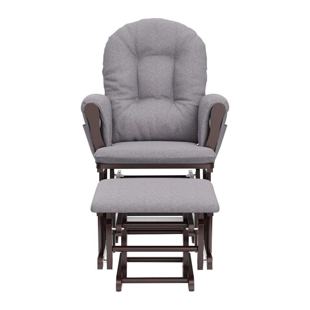 Storkcraft Espresso With Gray Swirl Cushion Hoop Glider And Ottoman Set ...