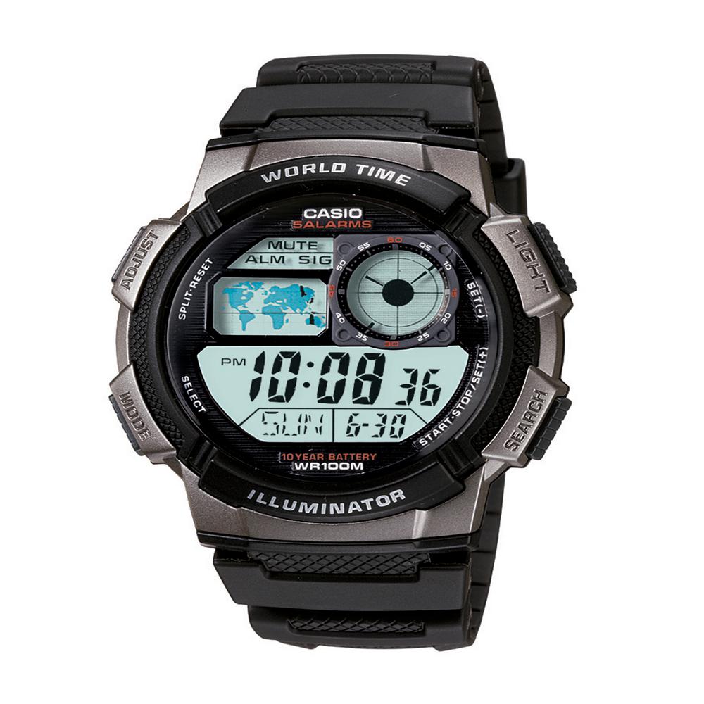 Casio Black World Time Illuminator Watch AE1000W 1BVCF The Home Depot Casio Black World Time Illuminator Watch AE1000W 1BVCF The Home Depot
