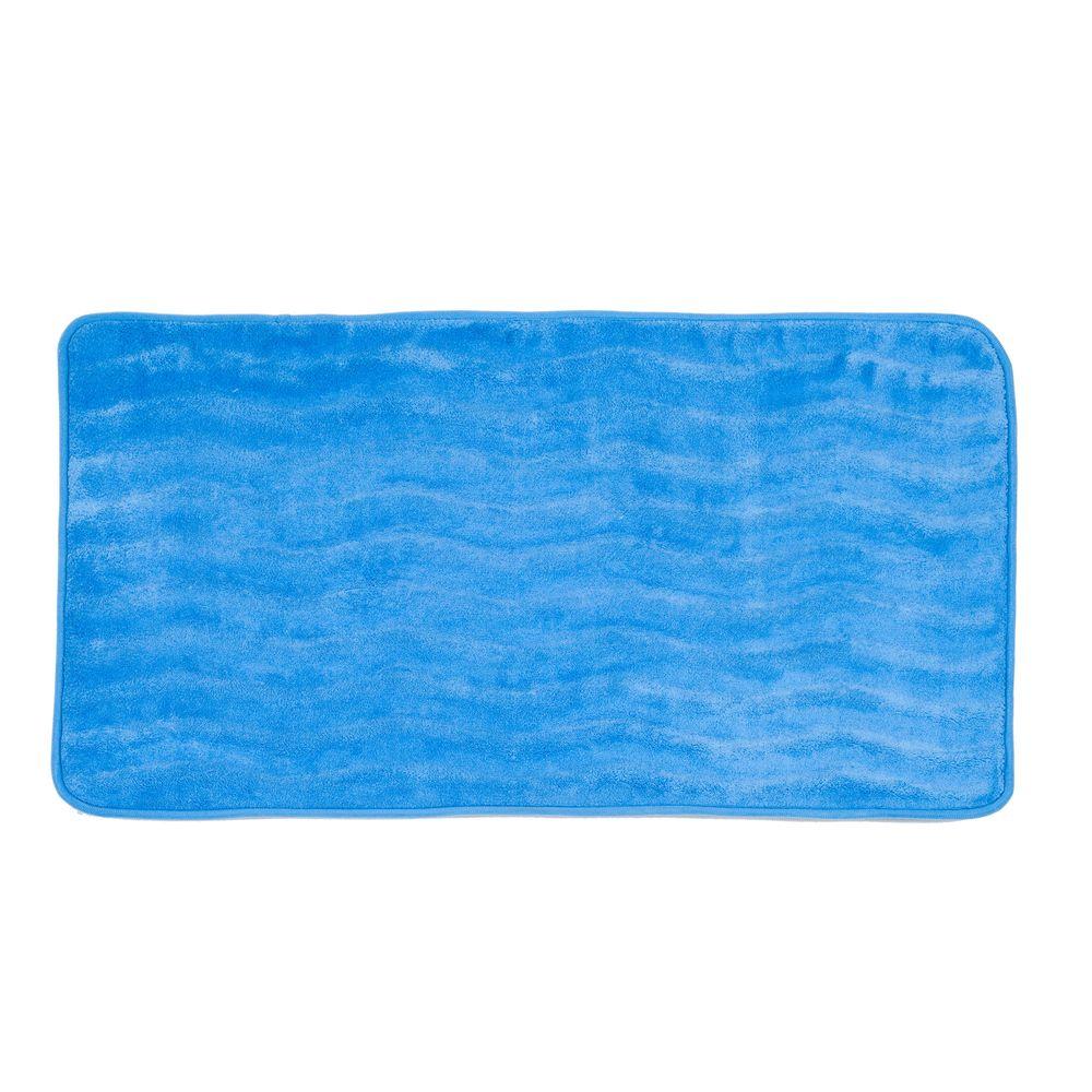 Lavish Home Blue 24 in. x 60 in. Memory Foam Extra Long Bath Mat-67-11 ...