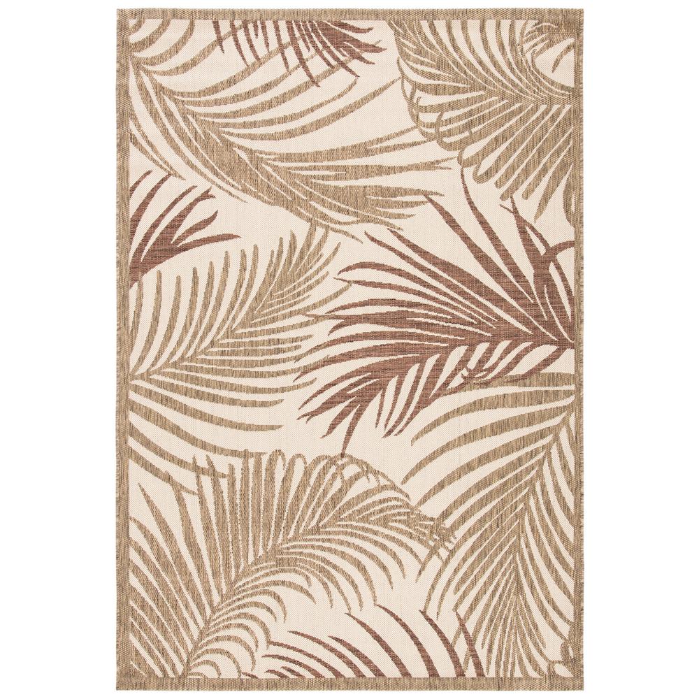 Safavieh Palm Leaf Terracotta/Beige 8 ft. 9 in. x 12 ft. Indoor/Outdoor ...