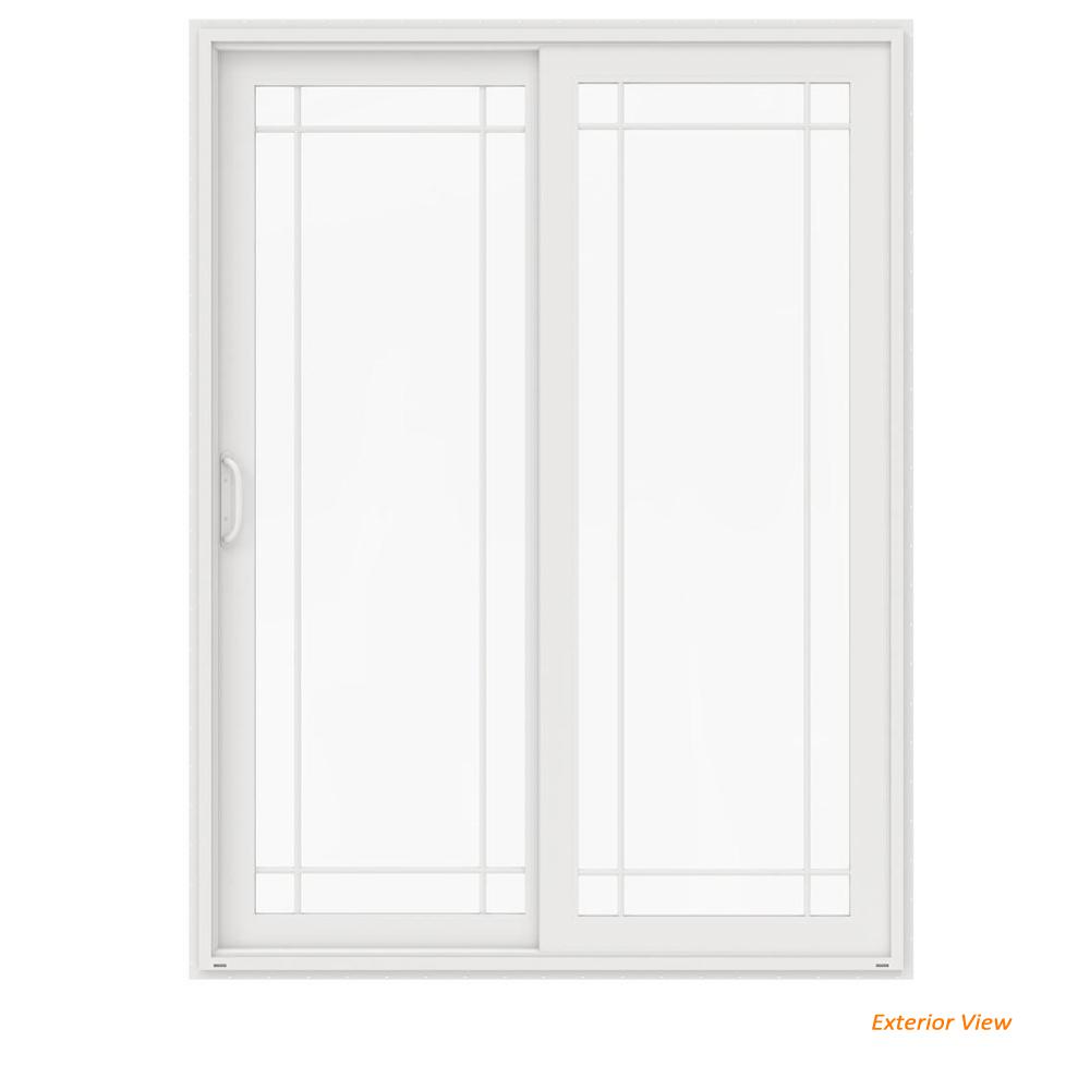 JELD-WEN 60 in. x 96 in. V-4500 White Vinyl Right-Hand 9 Lite Sliding ...