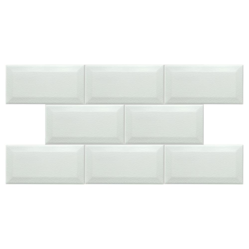 Merola Tile Isla Craquelle Biselado Blanco 3 in. x 6 in. Ceramic Subway ...