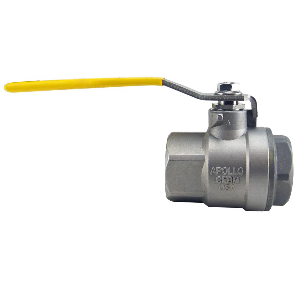 Apollo 1-1/2 in. Stainless Steel FNPT x FNPT Full-Port Ball Valve with ...