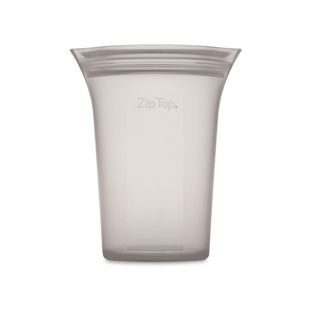 Zip Top 9 oz. Gray Reusable Silicone Short Cup Zippered Storage ...