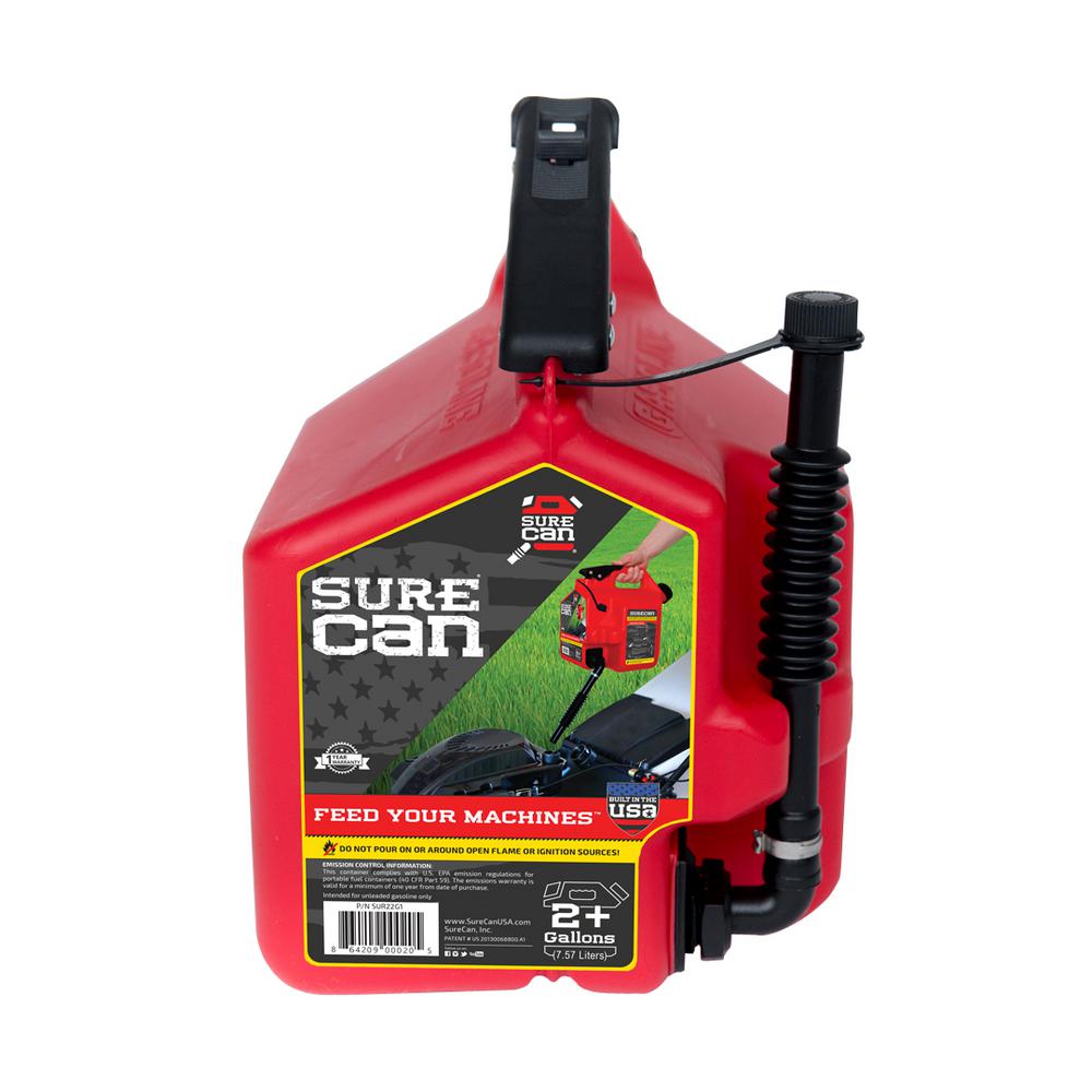 Gas Cans 2 Pack Red Surecan Self Venting Easy Pour Nozzle 5 Gallon Flow ...