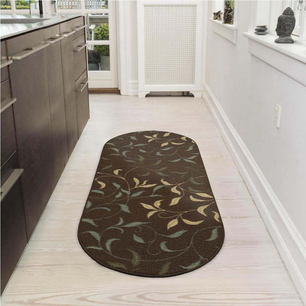 Ottomanson Ottohome Collection Contemporary Leaves Design Chocolate 2 ...