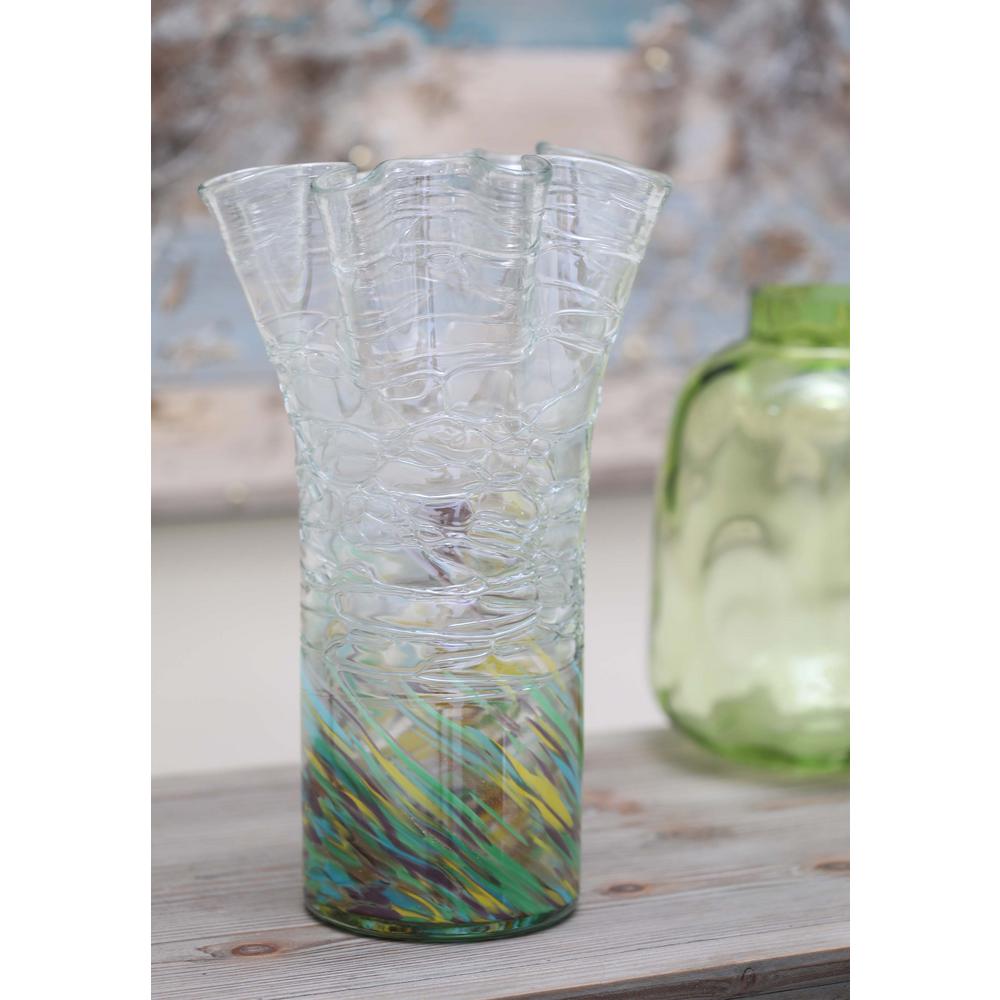 DANYA B 9 in. Glass 2.5 in. Decorative Vase -Tube Hinged Vases on Rings ...