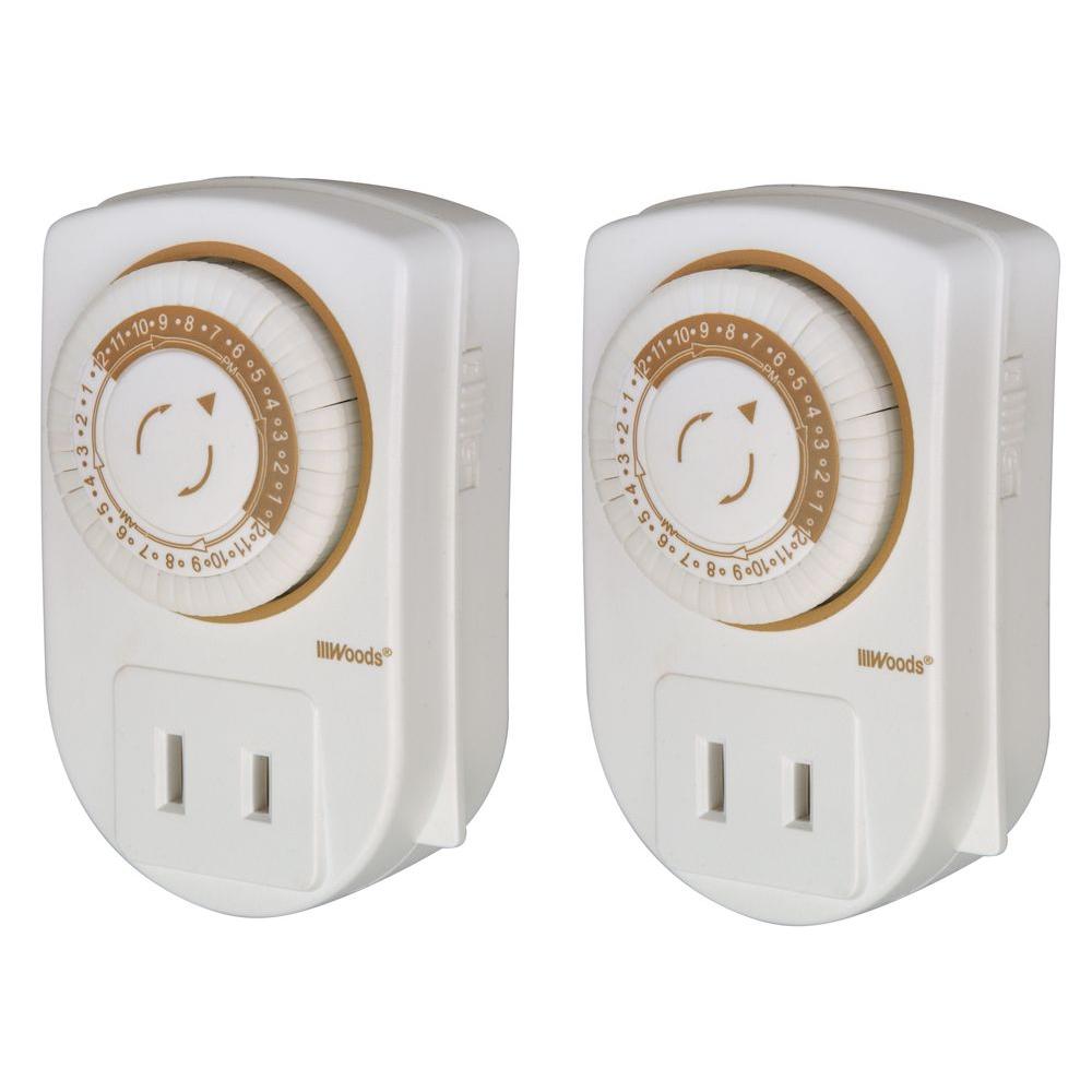 Defiant 1875-Watt 15 Amp Resistive 24-Hour Indoor Plug-In Timer, White ... Defiant 1875-Watt 15 Amp Resistive 24-Hour Indoor Plug-In Timer, White ...