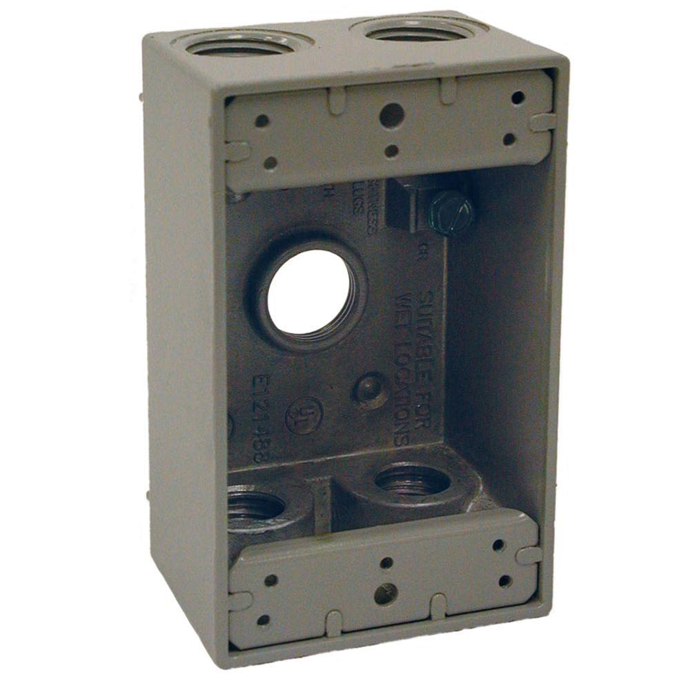 Greenfield 1 Gang Weatherproof Electrical Outlet Box with Three 1/2 in ...