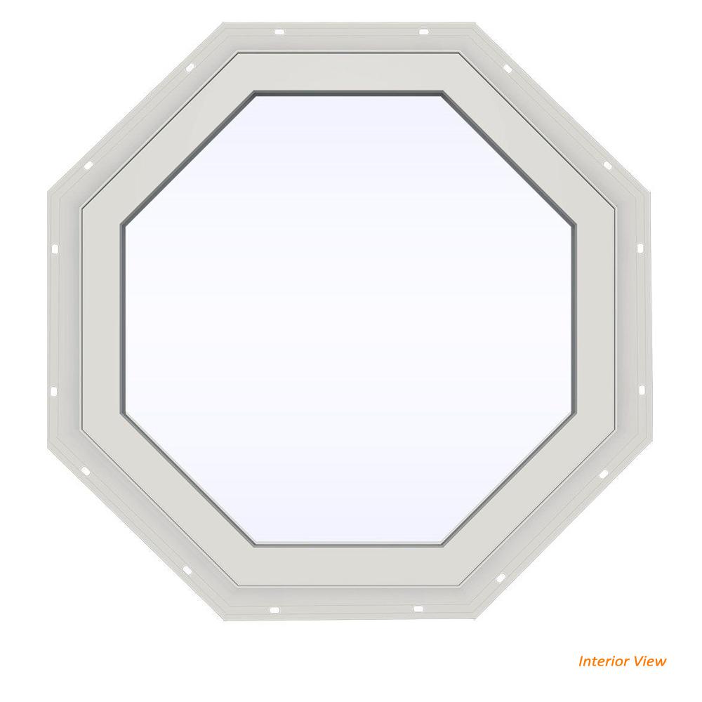 JELD-WEN 23.5 in. x 23.5 in. V-2500 Series White Vinyl Fixed Octagon ...